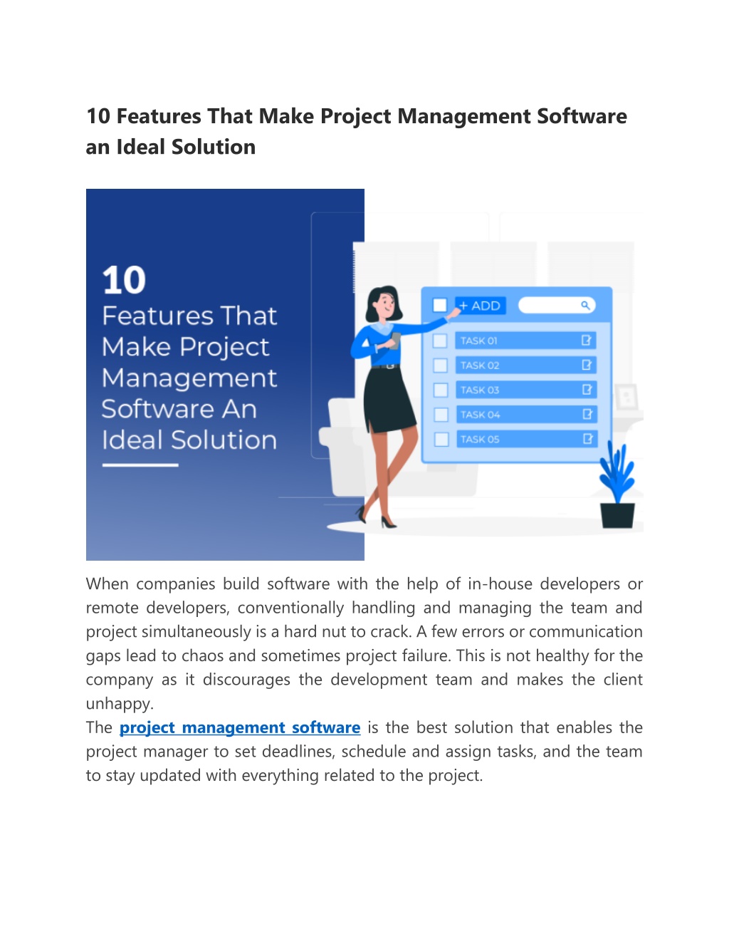 PPT - 10 Features That Make Project Management Software an Ideal ...