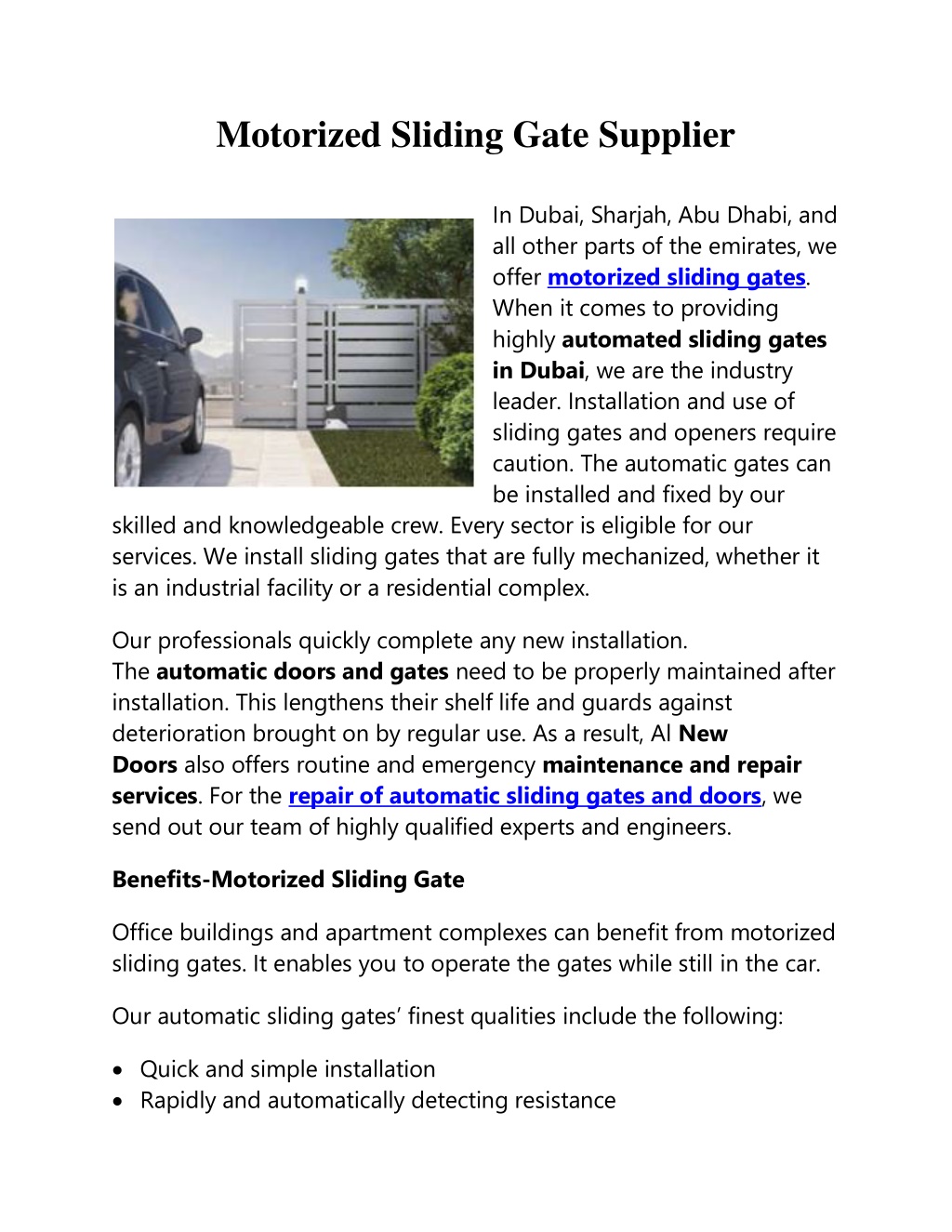 PPT - Motorized Sliding Gate Supplier in Dubai PowerPoint Presentation ...