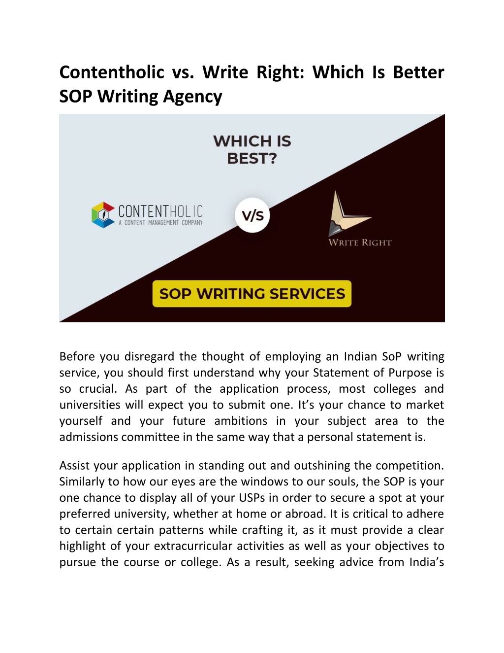 PPT - Contentholic vs. Write Right Which Is Better SOP Writing Agency ...