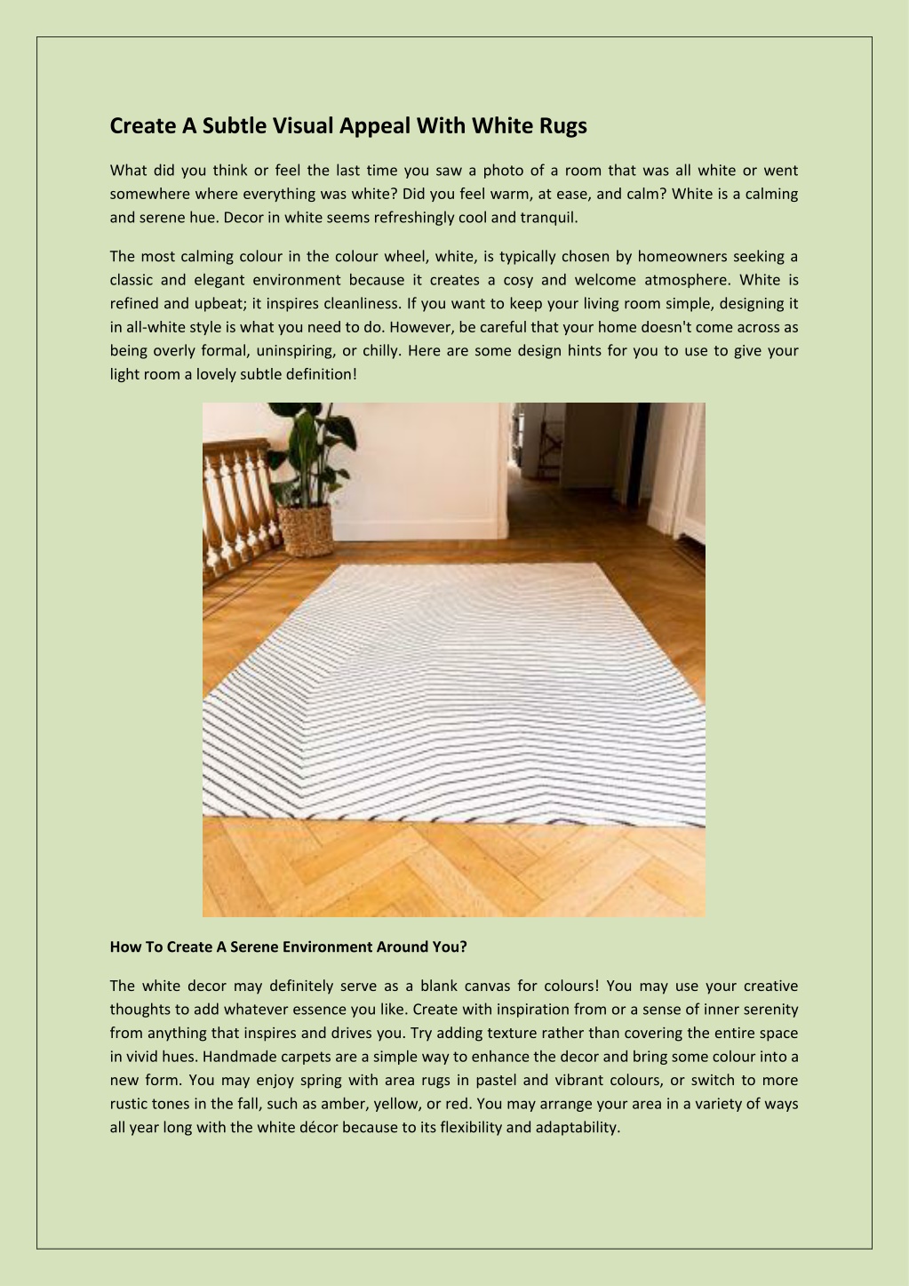PPT - Create A Subtle Visual Appeal With White Rugs PowerPoint ...