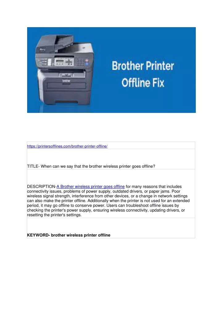 PPT - When can we say that the brother wireless printer goes offline ...