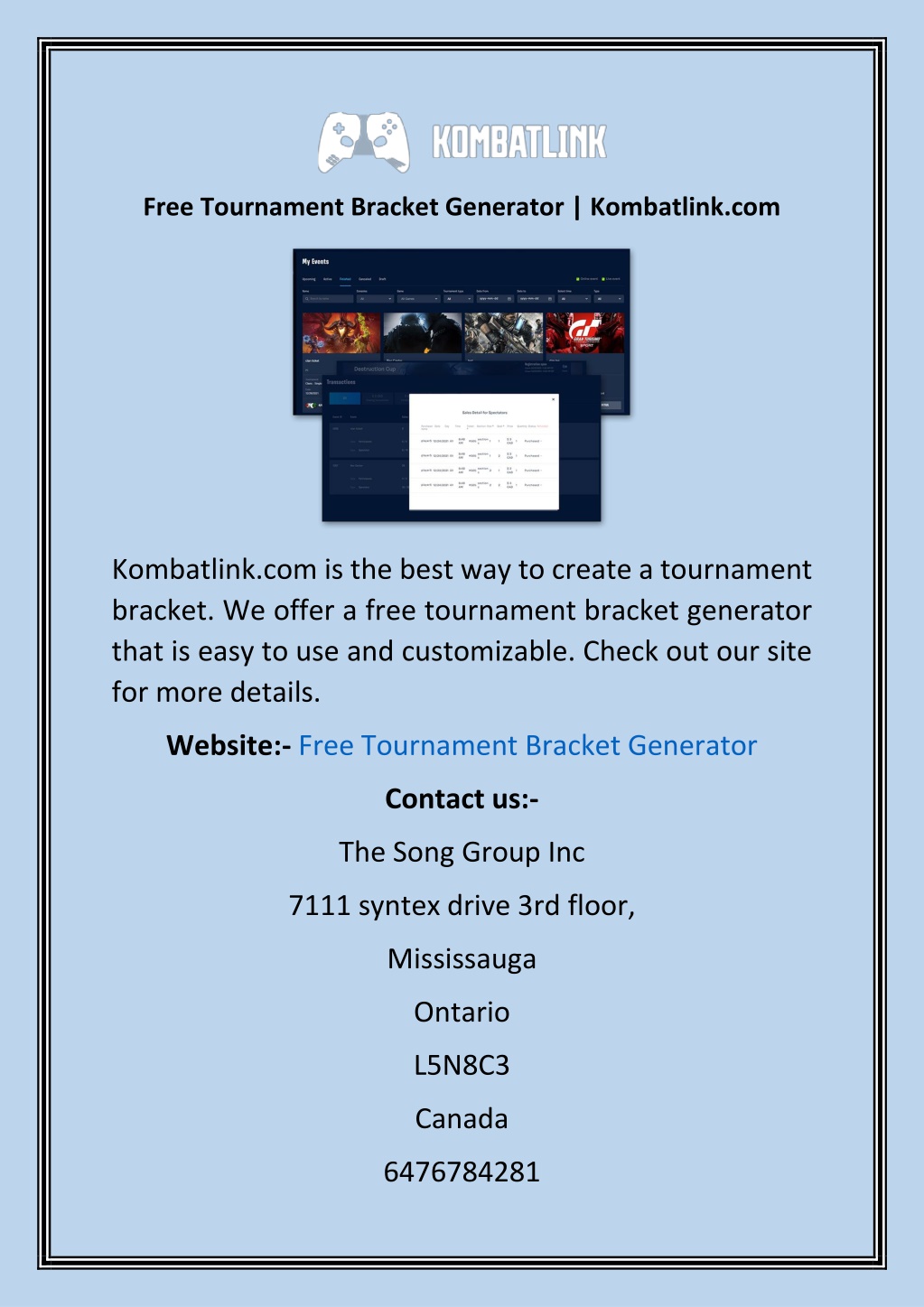 PPT - Free Tournament Bracket Generator Kombatlink PowerPoint ...