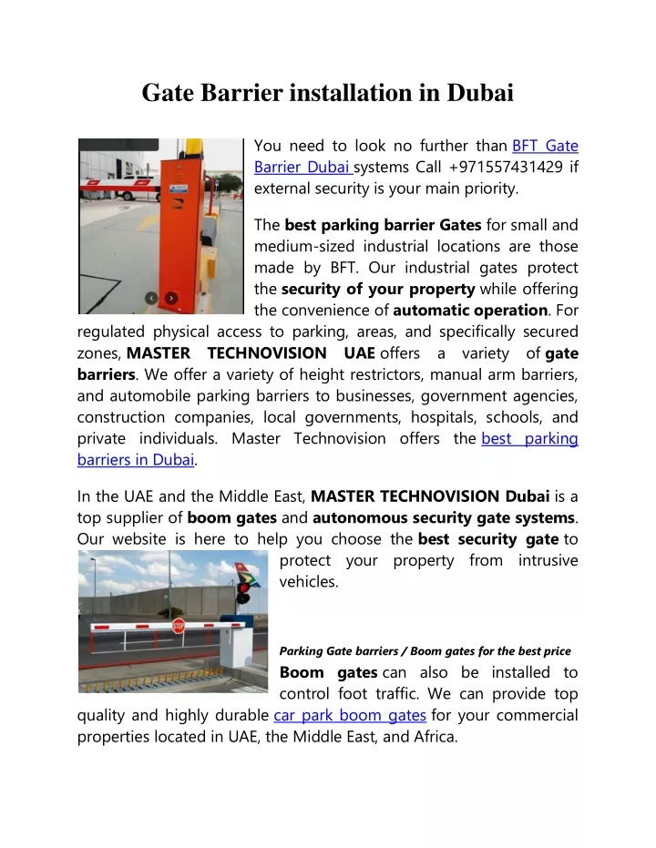PPT - Gate Barrier installation in Dubai PowerPoint Presentation, free ...