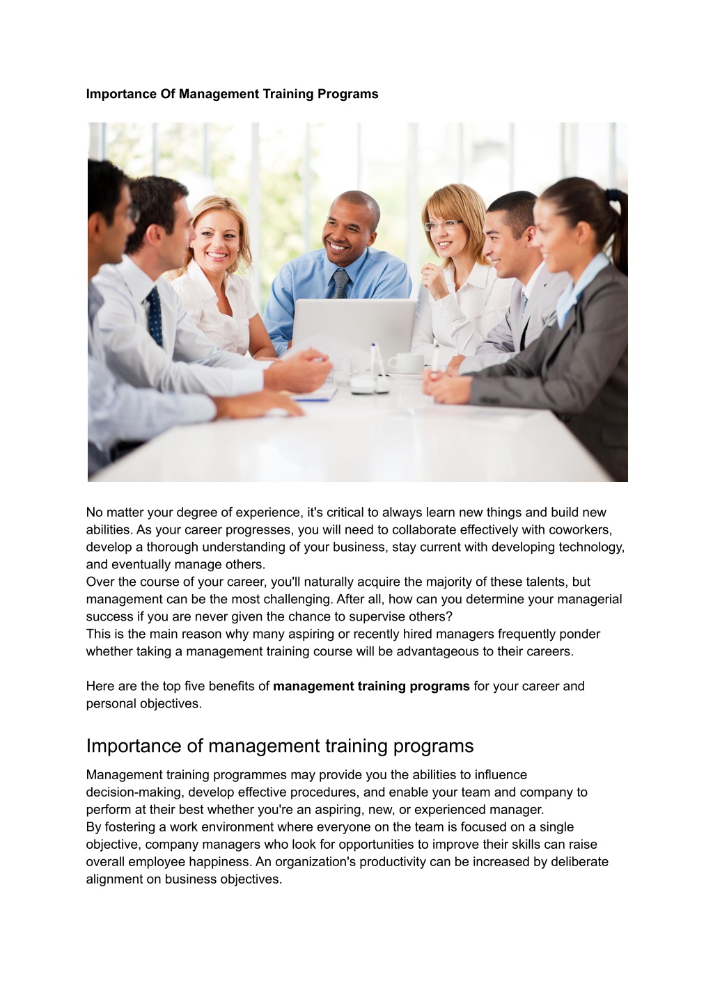 PPT - Importance Of Management Training Programs PowerPoint ...