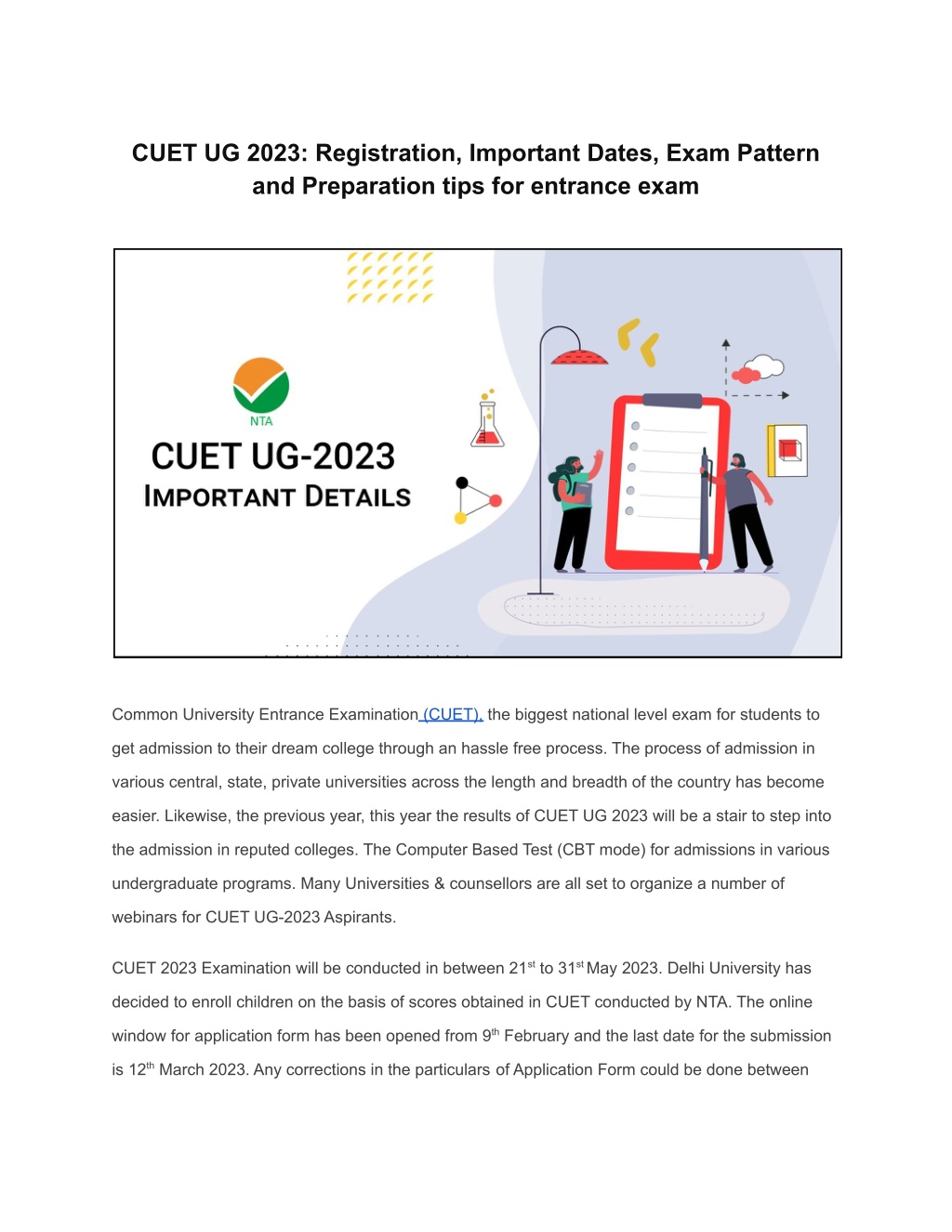 PPT - CUET UG 2023_ Registration, Important Dates, Exam Pattern and ...