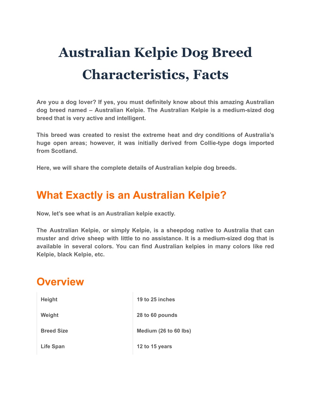 PPT - Australian Kelpie Dog Breed Characteristics, Facts PowerPoint ...