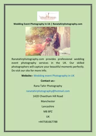 PPT - Wedding Event Photography In Uk Ranatahirphotography PowerPoint ...