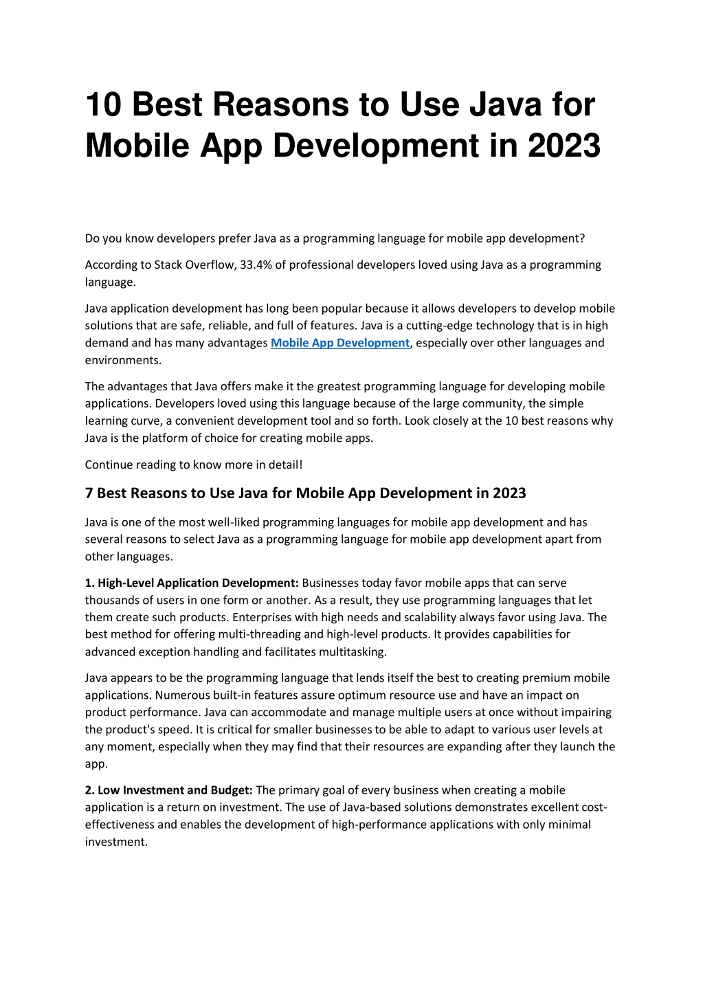 PPT - 10 Best Reasons to Use Java for Mobile App Development in 2023 ...