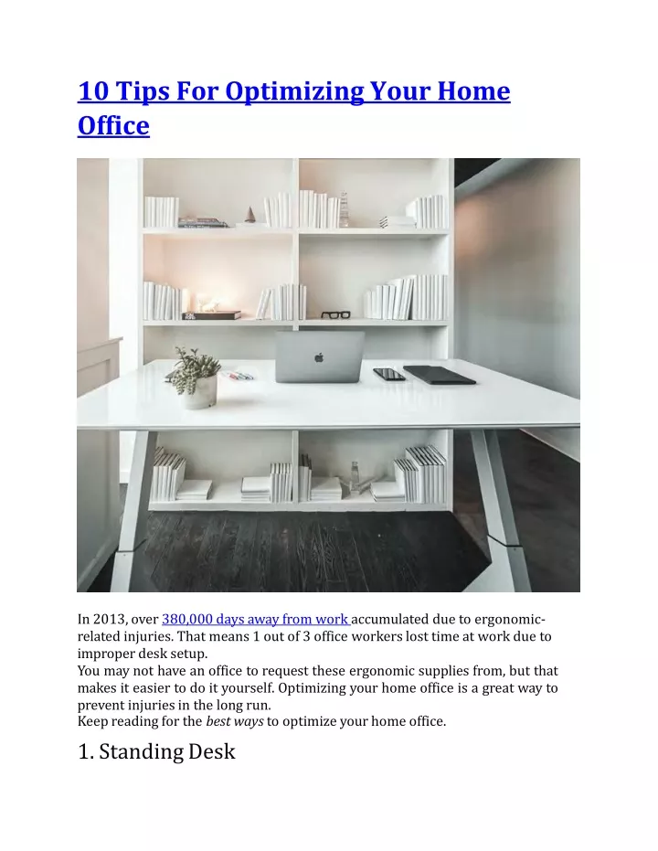 PPT - 10 Tips For Optimizing Your Home Office PowerPoint Presentation ...