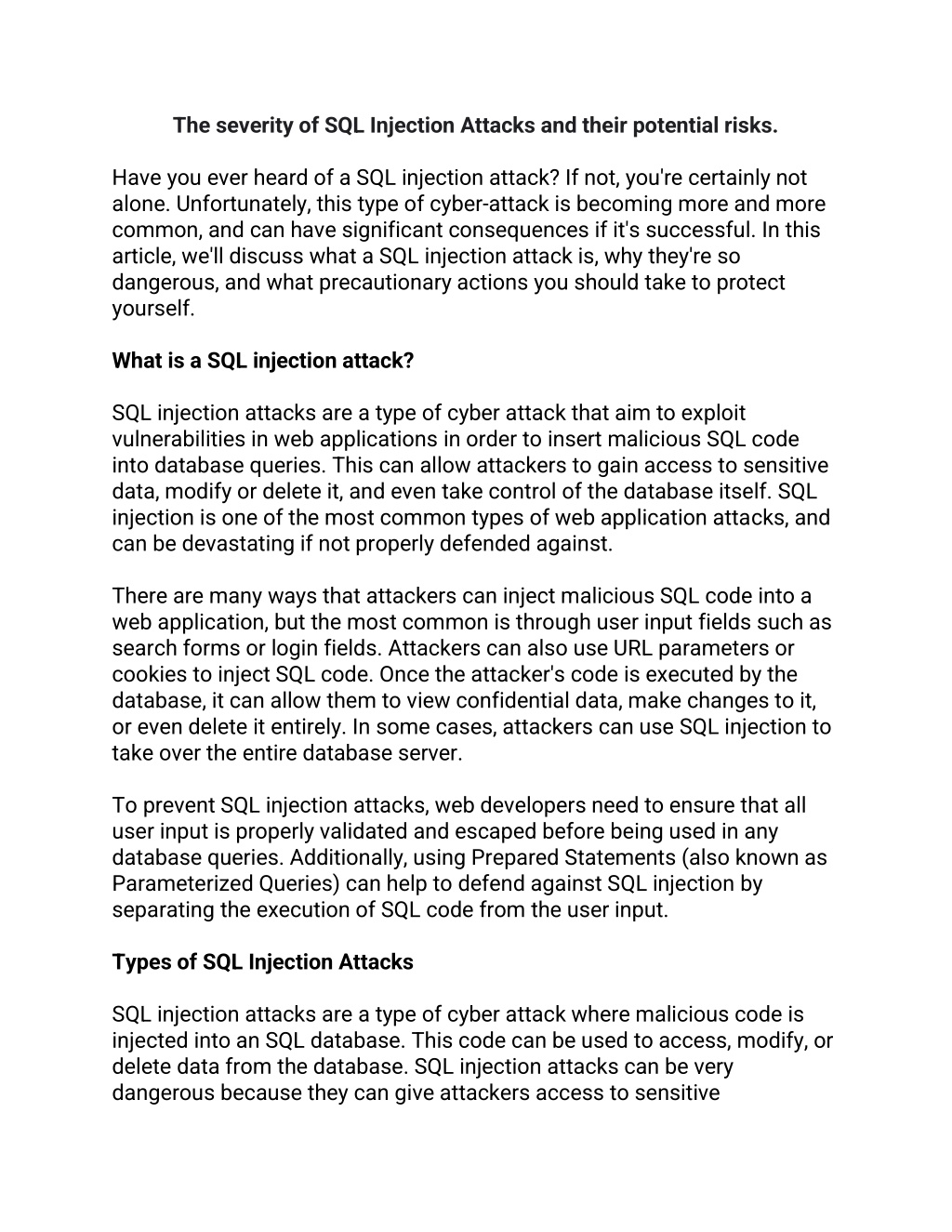 PPT - The severity of SQL Injection Attacks and their potential risks ...