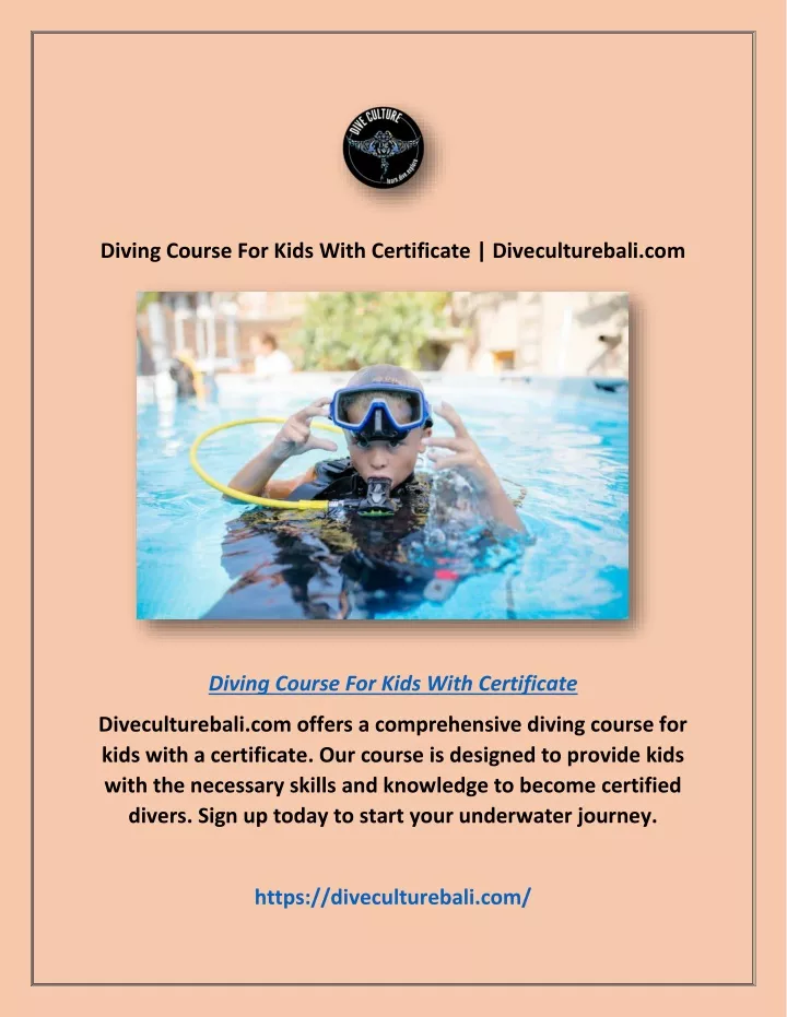 PPT - Diving Course For Kids With Certificate | Diveculturebali.com ...