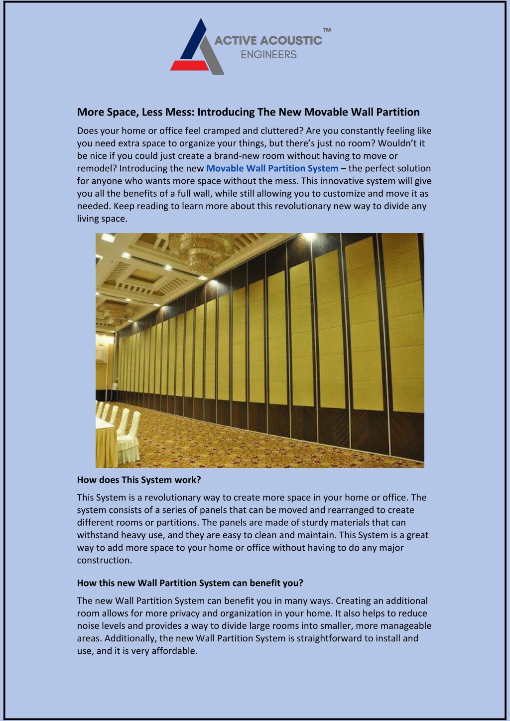 PPT - More Space, Less Mess: Introducing The New Movable Wall Partition ...