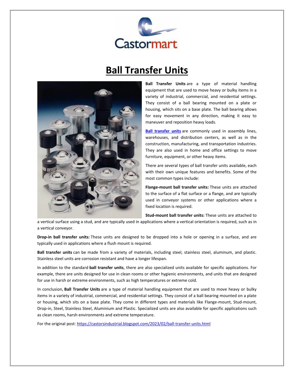 PPT - Ball Transfer Units PowerPoint Presentation, free download - ID ...
