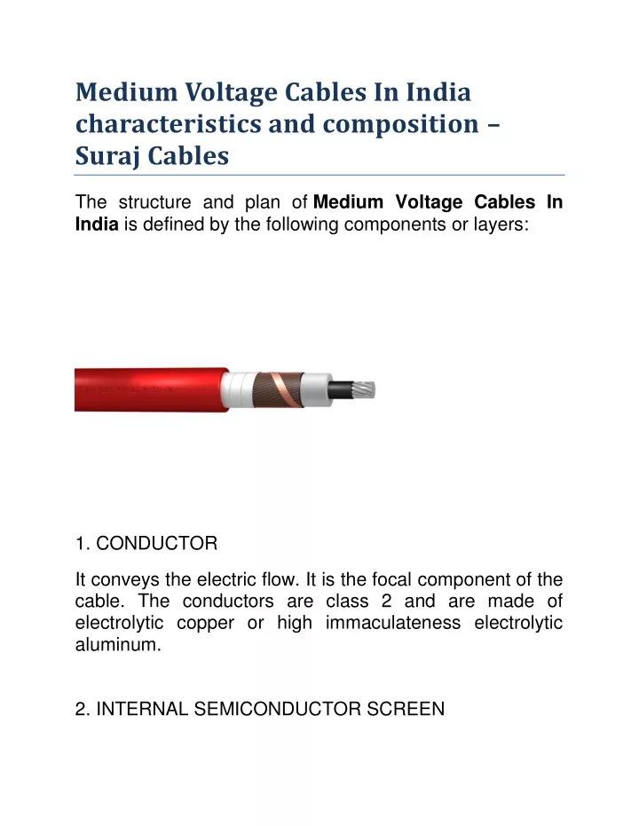 PPT - Medium Voltage Cables In India characteristics and composition ...