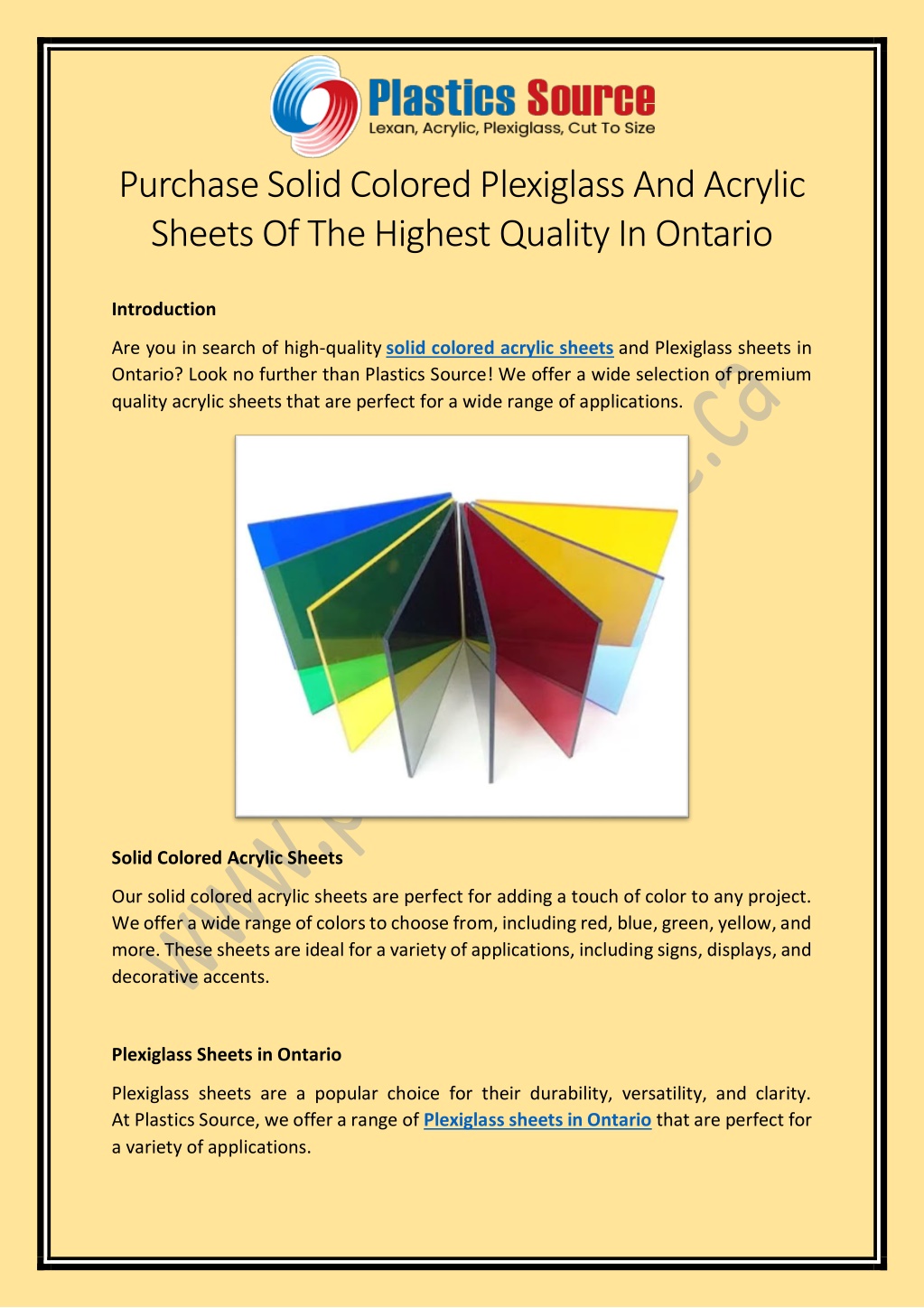 PPT - Purchase Solid Colored Plexiglass And Acrylic Sheets Of The ...