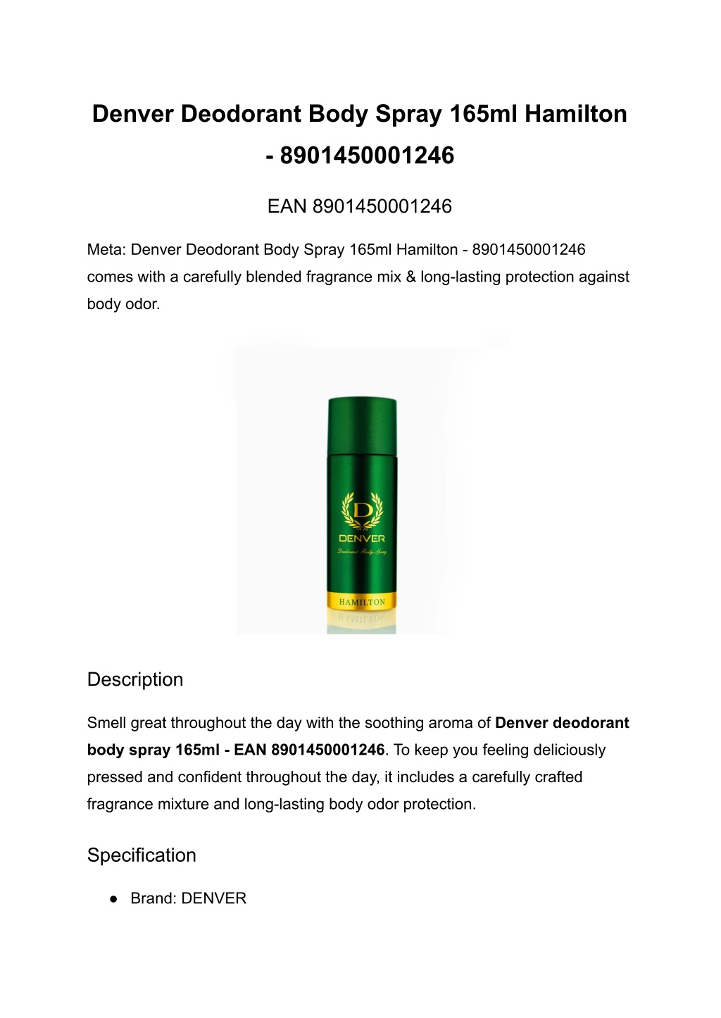 PPT - Denver Deodorant Body Spray 165ml PowerPoint Presentation, free ...