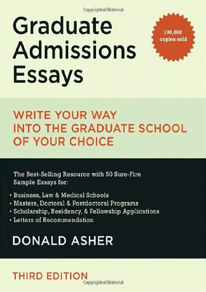 PPT - free pdf Graduate Admissions Essays: Write Your Way into the ...