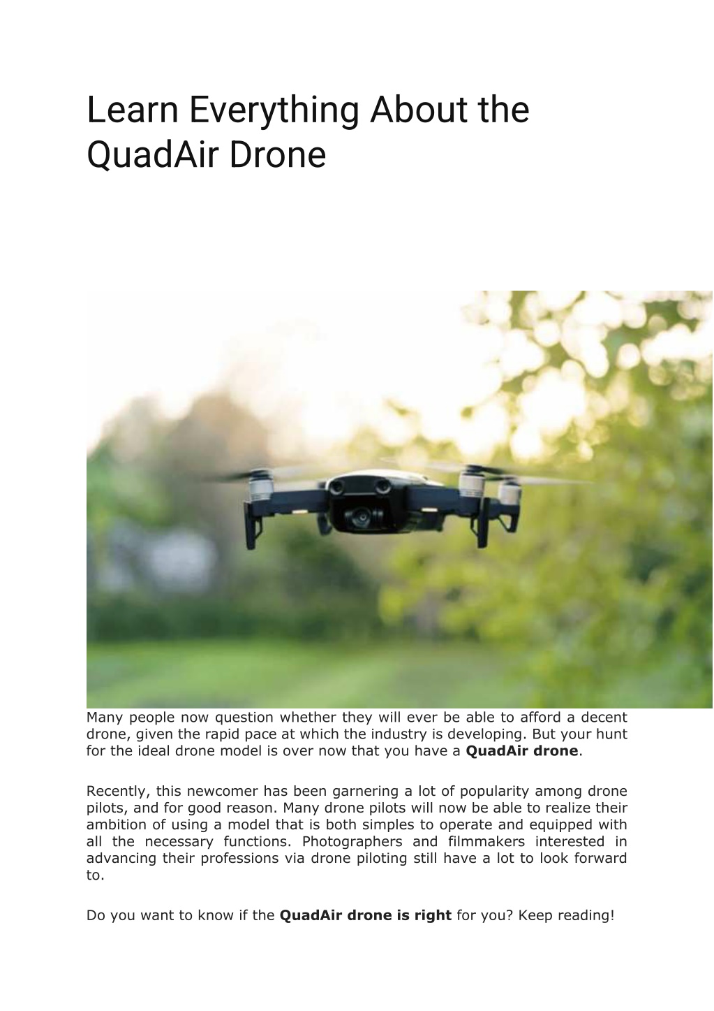 PPT - Learn Everything About the QuadAir Drone PowerPoint Presentation ...