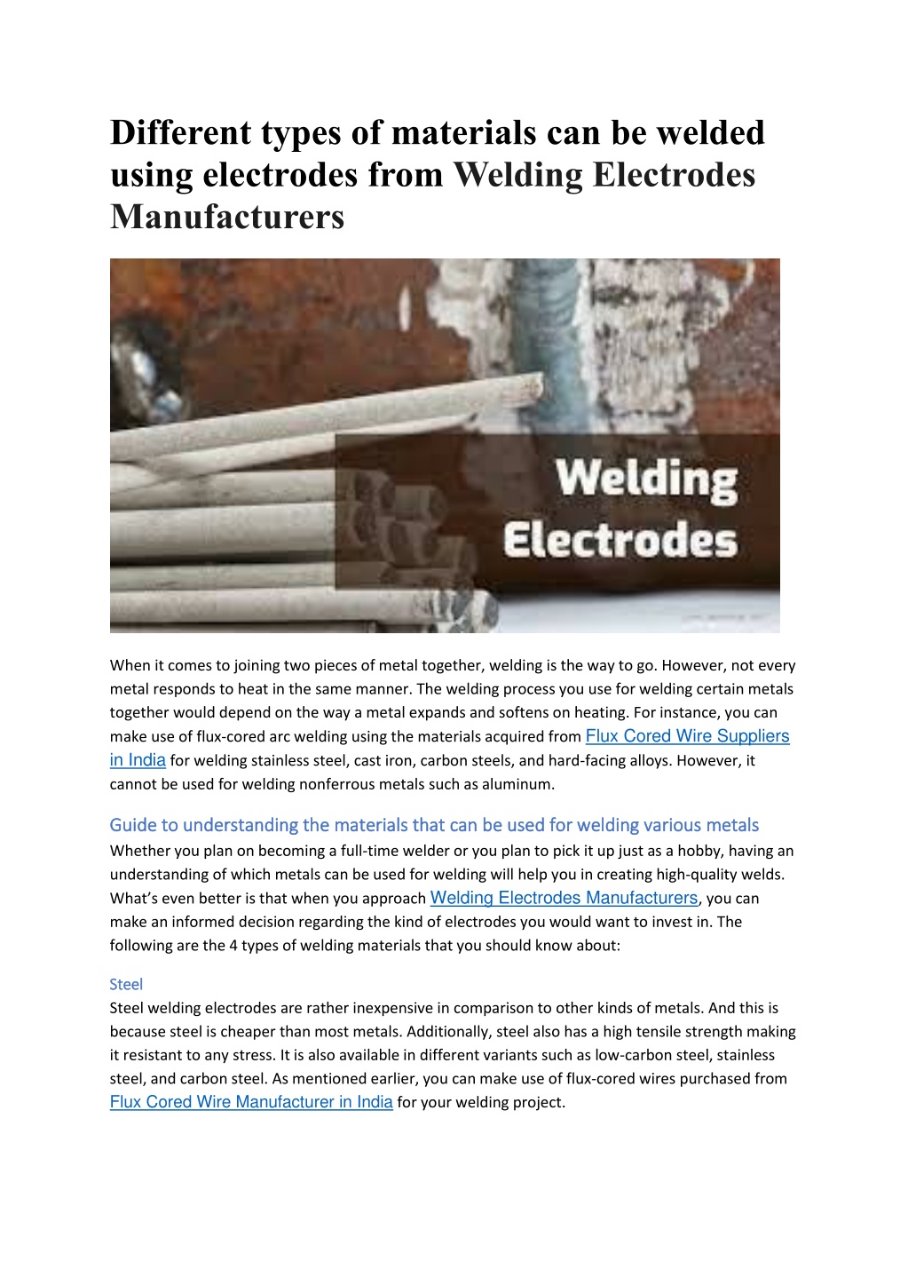 PPT - Different types of materials can be welded using electrodes from ...