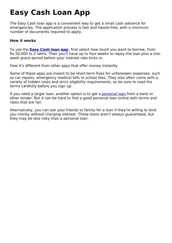 PPT - All you need to know about Easy Cash Loan App- Privo Instant ...