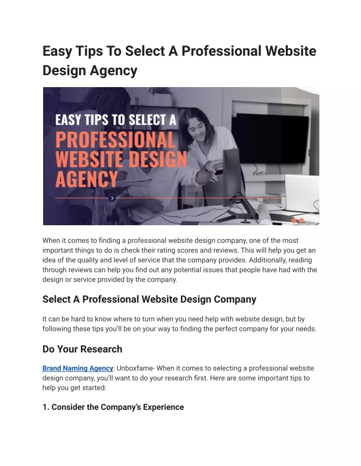 PPT - Easy Tips To Select A Professional Website Design Agency ...
