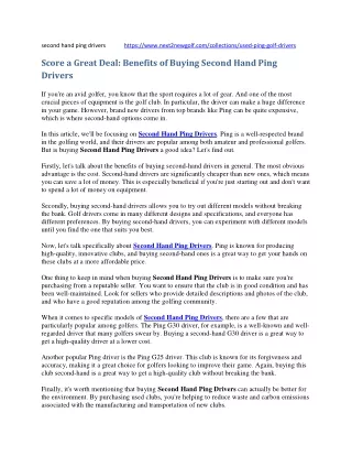 PPT - Score a Great Deal: Benefits of Buying Second Hand Ping Drivers ...