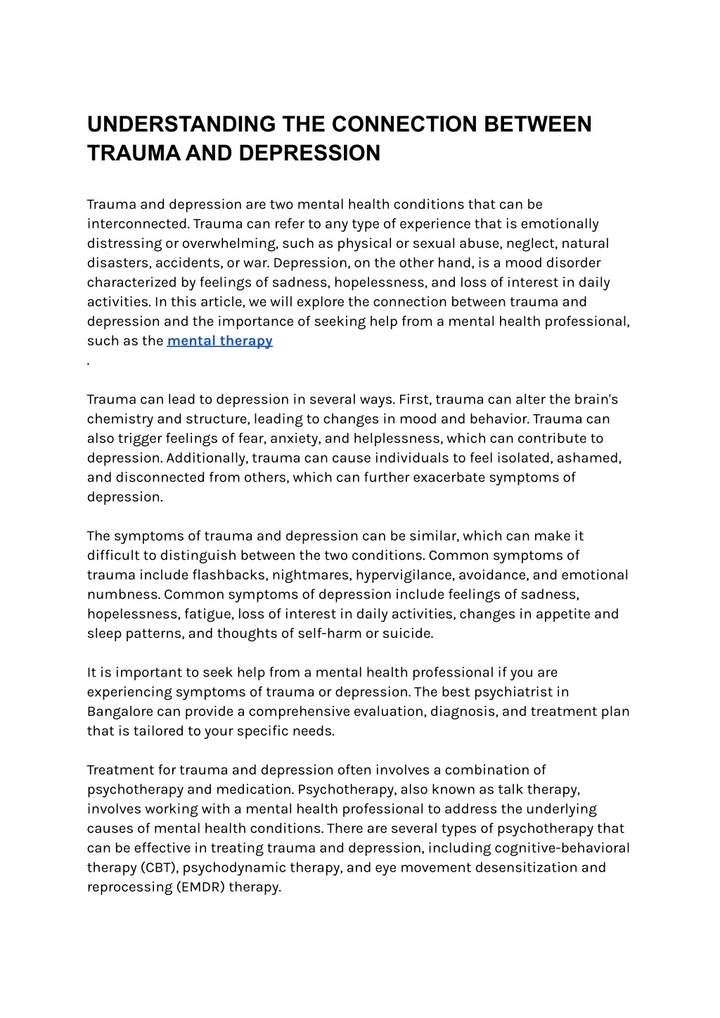 PPT - UNDERSTANDING THE CONNECTION BETWEEN TRAUMA AND DEPRESSION ...