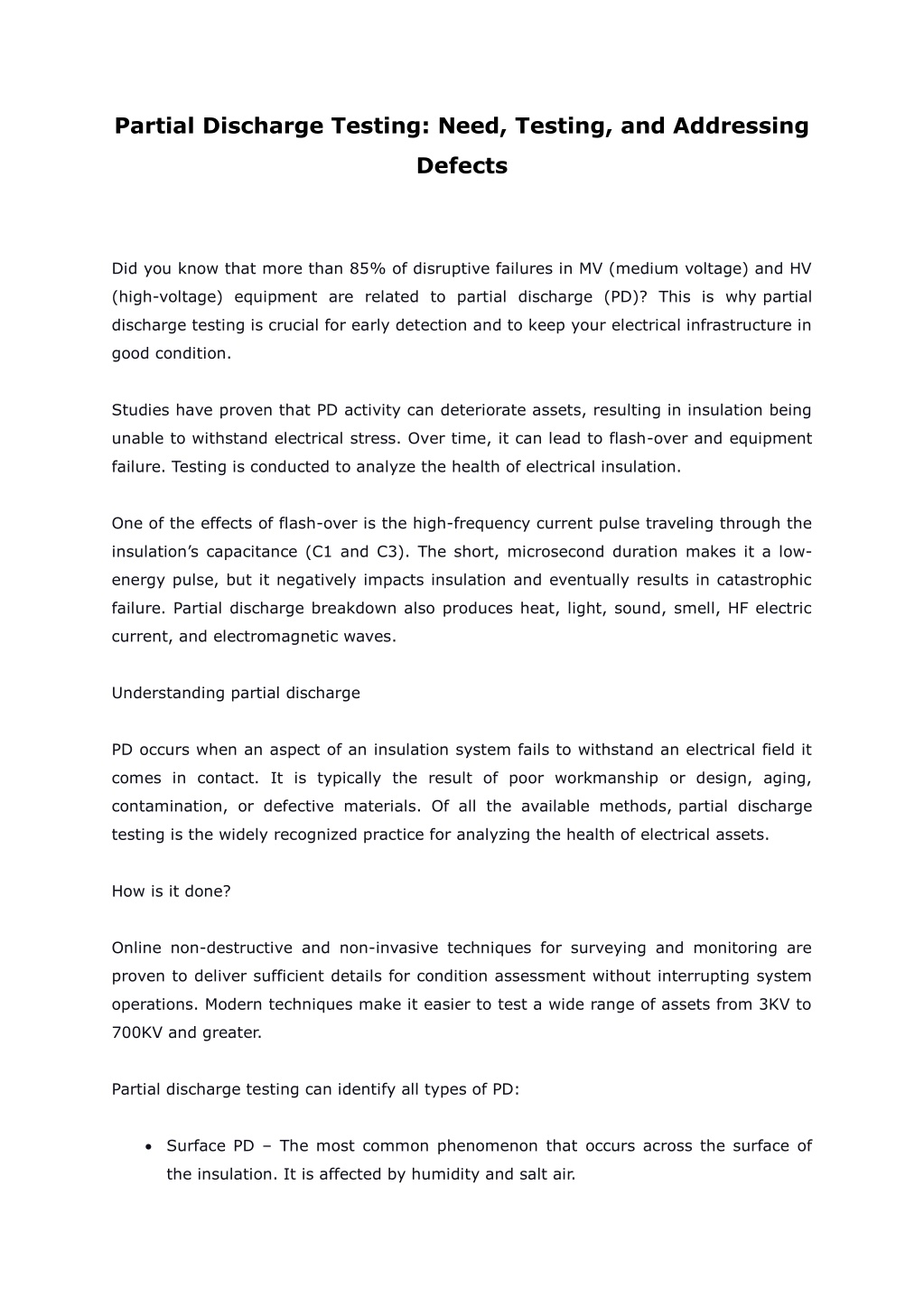 PPT - Partial Discharge Testing- Need, Testing, and Addressing Defects ...