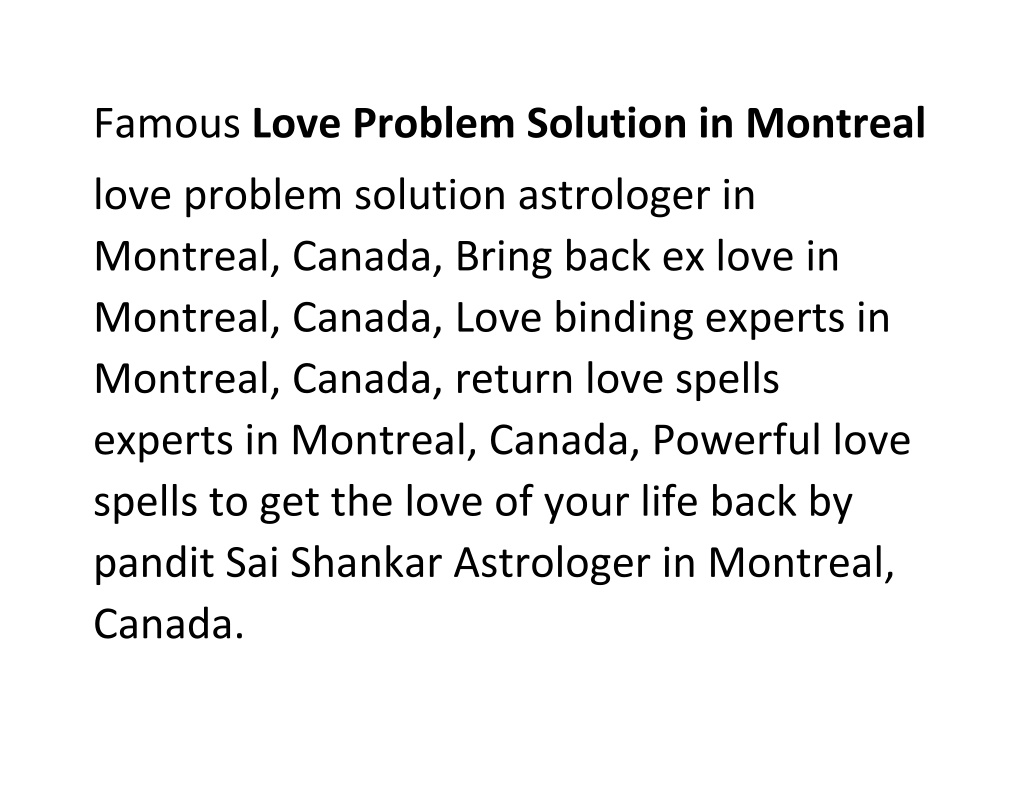 PPT - Famous Love Problem Solution in Montreal PowerPoint Presentation ...