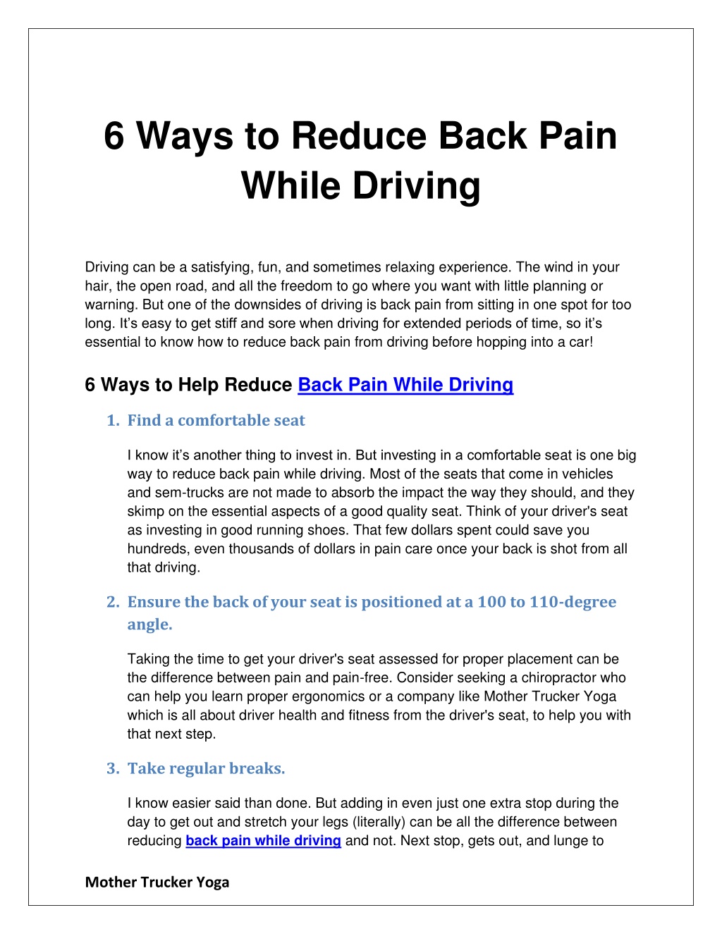 PPT - 6 Ways to Reduce Back Pain While Driving PowerPoint Presentation ...