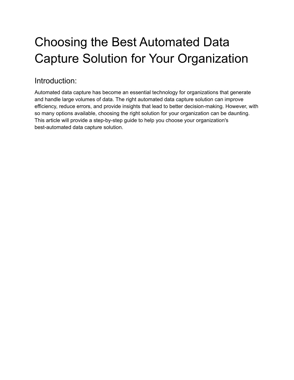 PPT - Choosing the Best Automated Data Capture Solution for Your ...