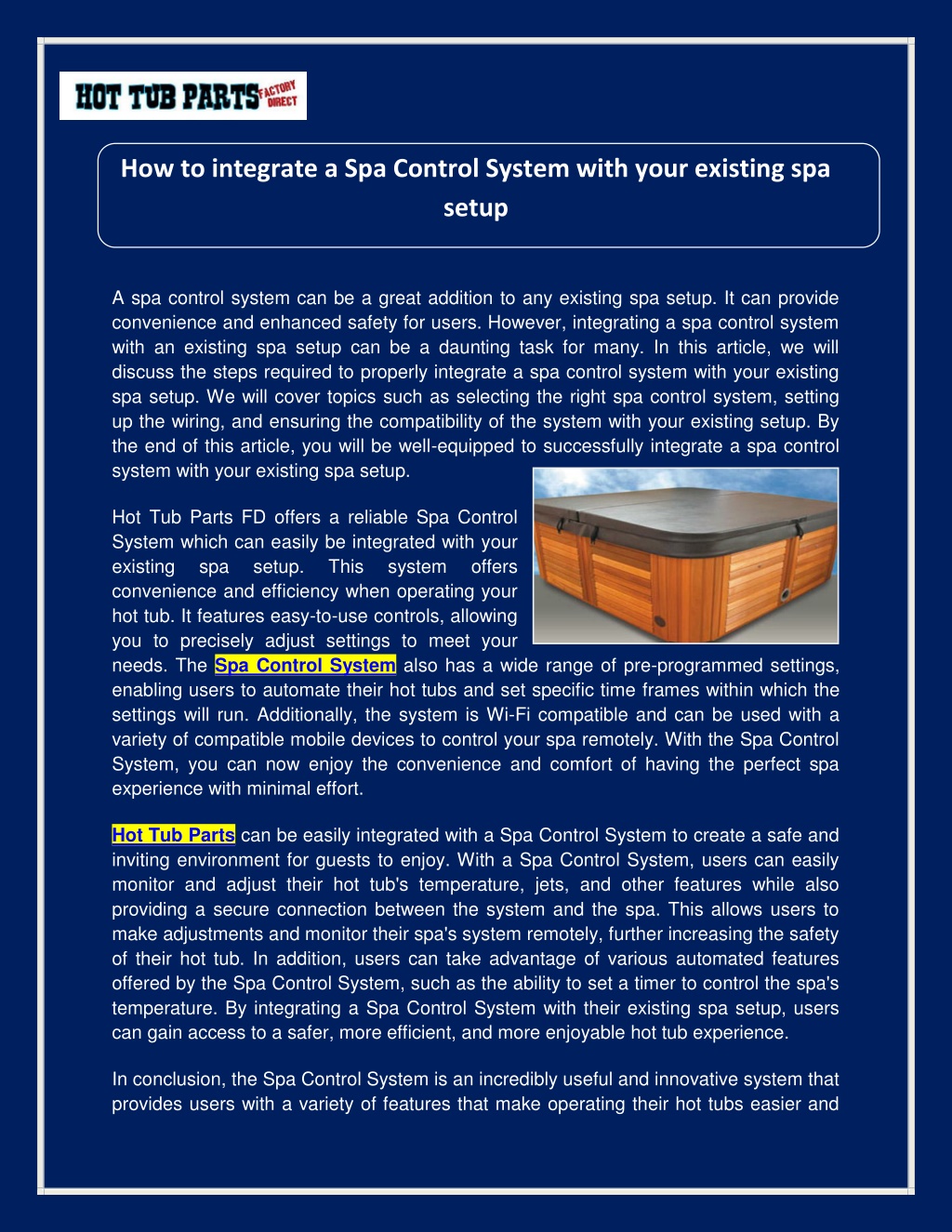 PPT - How to integrate a Spa Control System with your existing spa ...