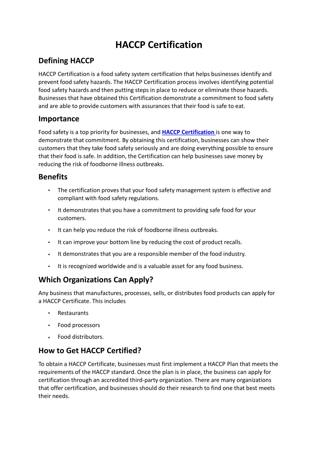 PPT - HACCP Certification PowerPoint Presentation, free download - ID ...