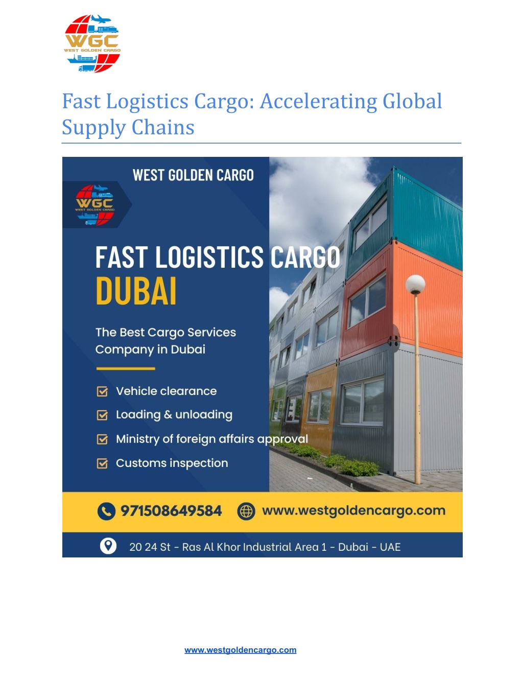 PPT - Fast Logistics Cargo: Accelerating Global Supply Chains ...