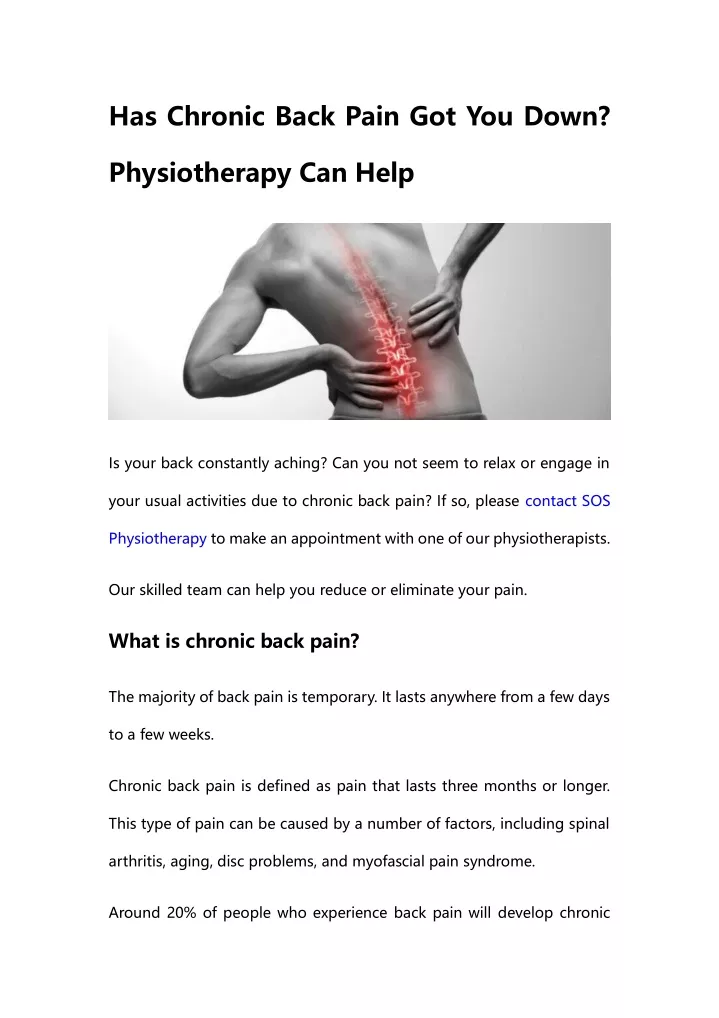 PPT - Has Chronic Back Pain Got You Down Physiotherapy Can Help ...