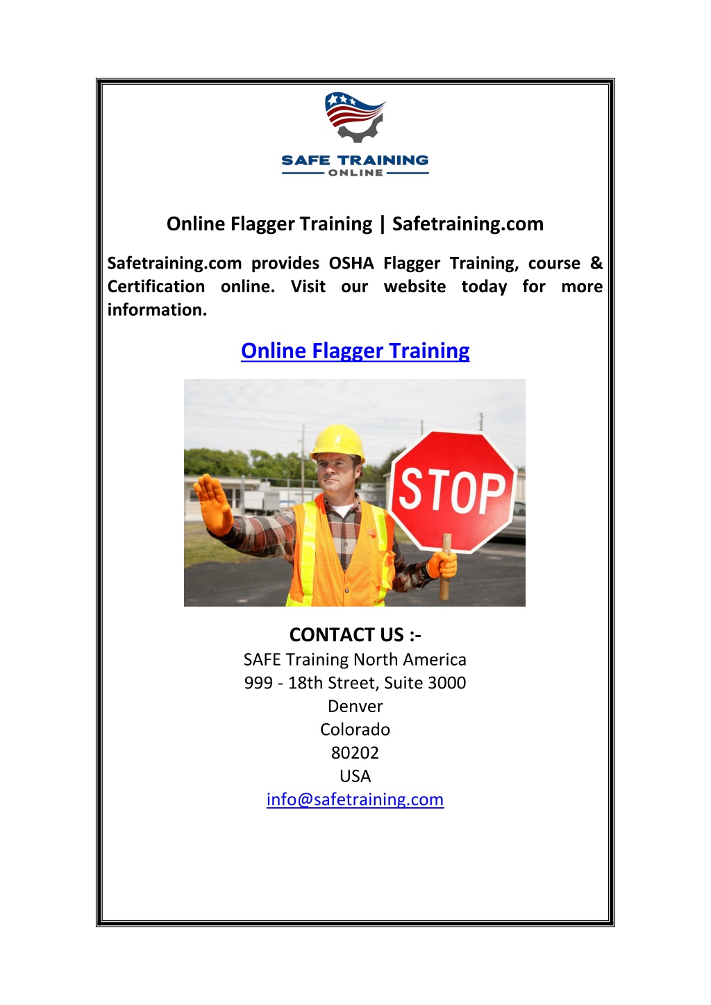PPT - Online Flagger Training Safetraining PowerPoint Presentation ...