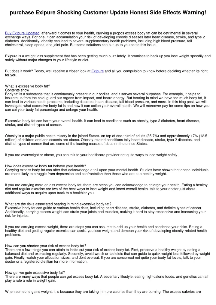 PPT - purchase Exipure Shocking Customer Update Honest Side Effects ...