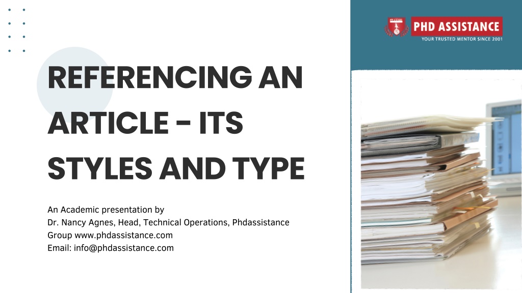 PPT - Referencing an Article - Its styles and type PowerPoint ...