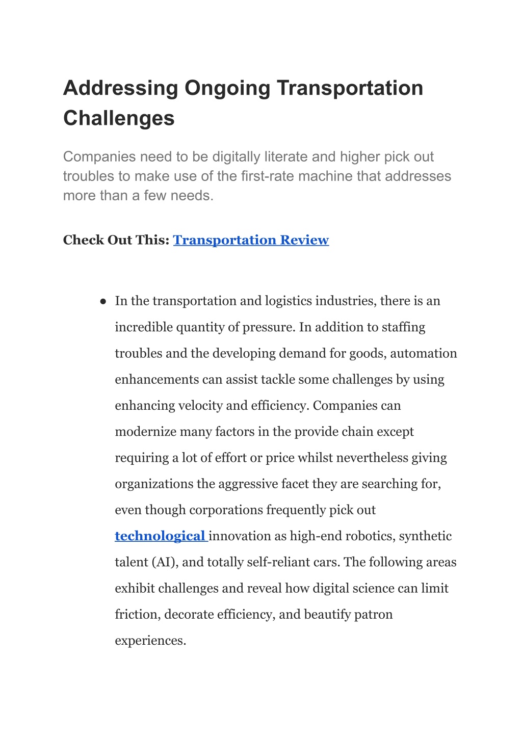 PPT - Addressing Ongoing Transportation Challenges PowerPoint ...