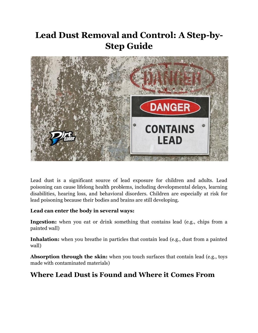 PPT - Lead Dust Removal and Control A Step-by-Step Guide PowerPoint ...