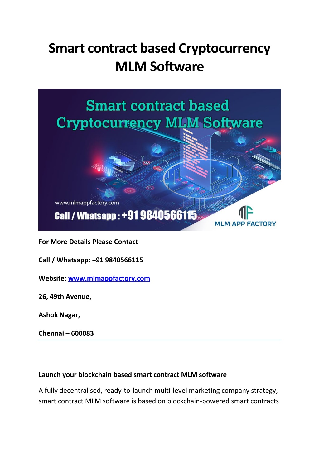 PPT - Smart contract based Cryptocurrency MLM Software PowerPoint ...
