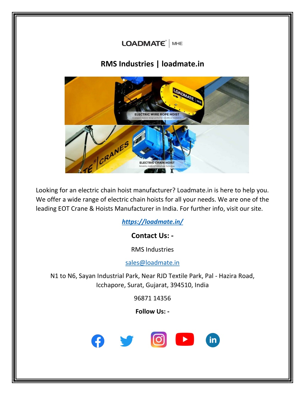 PPT - RMS Industries | loadmate.in PowerPoint Presentation, free ...