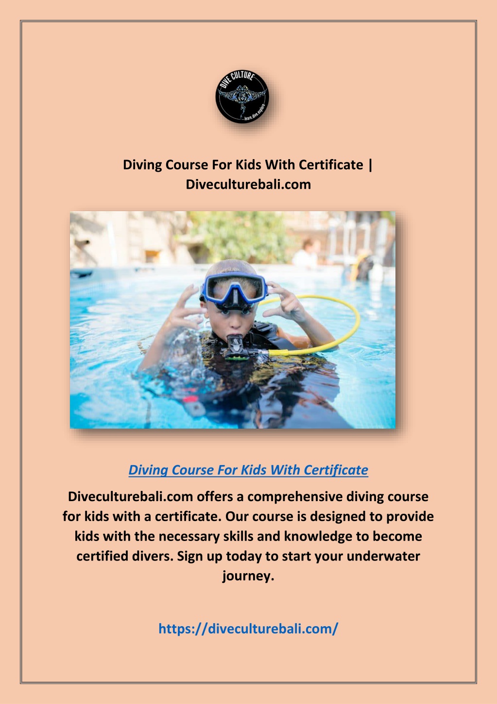 PPT - Diving Course For Kids With Certificate | Diveculturebali.com ...