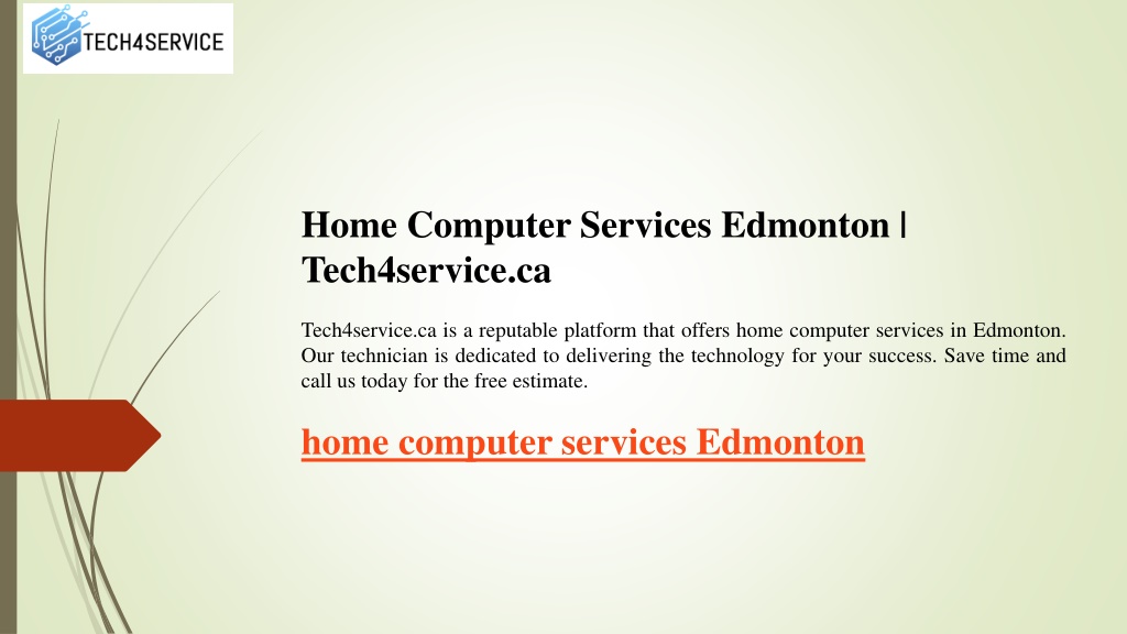 PPT - Home Computer Services Edmonton Tech4service.ca PowerPoint ...