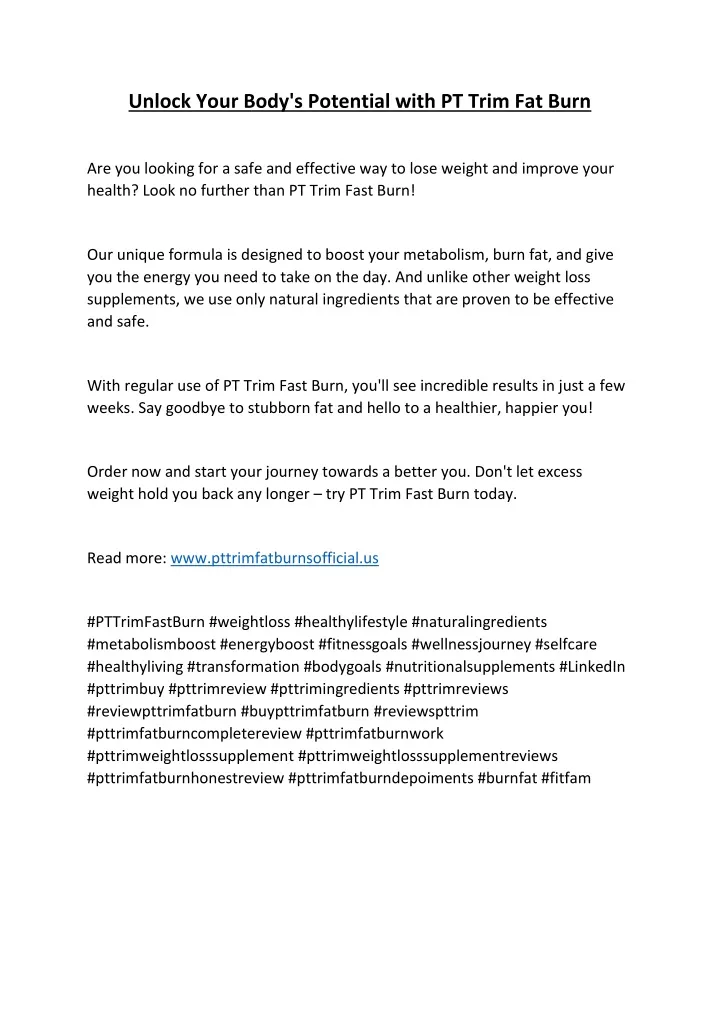 PPT - Unlock Your Body's Potential with PT Trim Fat Burn PowerPoint ... PPT - Unlock Your Body's Potential with PT Trim Fat Burn PowerPoint ...
