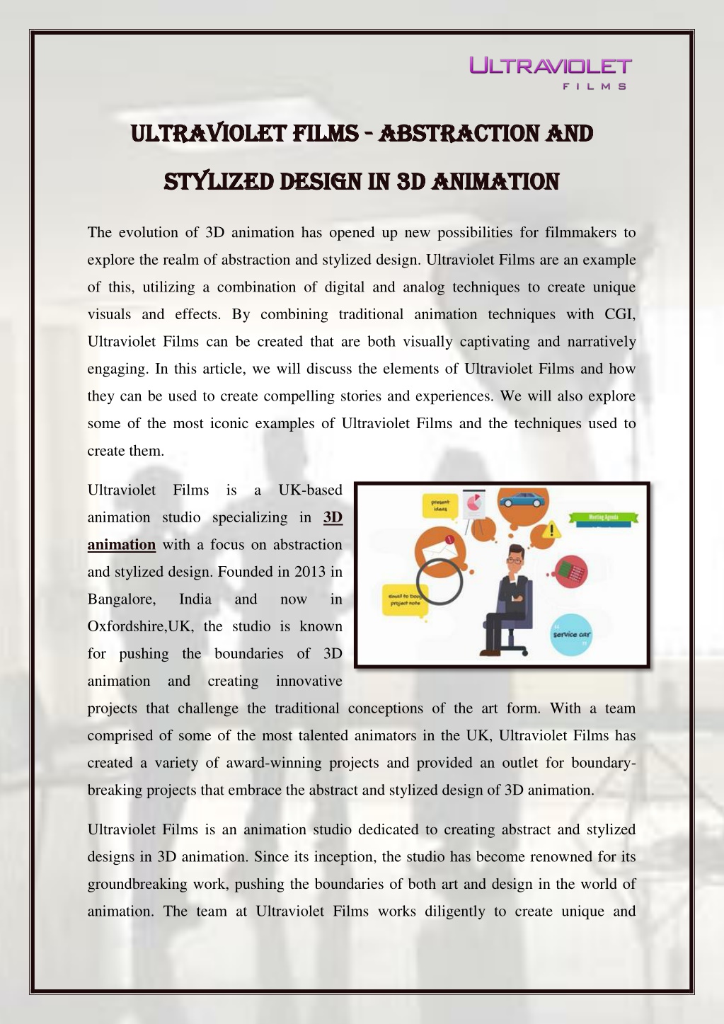 PPT - Ultraviolet Films - Abstraction and Stylized Design in 3D ...