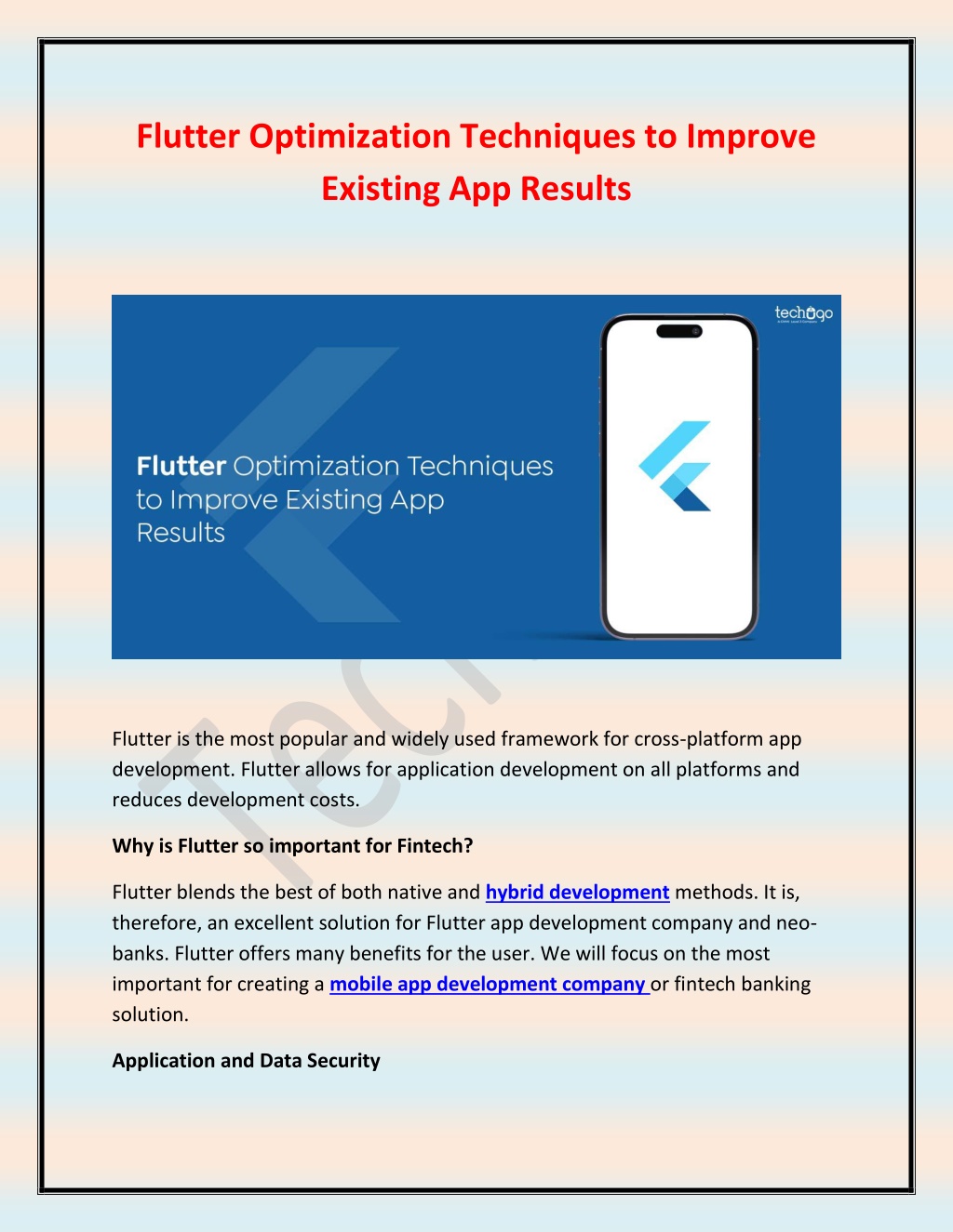 PPT - Flutter Optimization Techniques to Improve Existing App Results PowerPoint Presentation ...