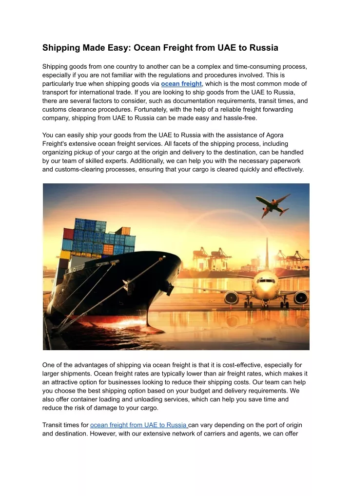PPT - Shipping Made Easy_ Ocean Freight from UAE to Russia.docx PowerPoint Presentation - ID ...