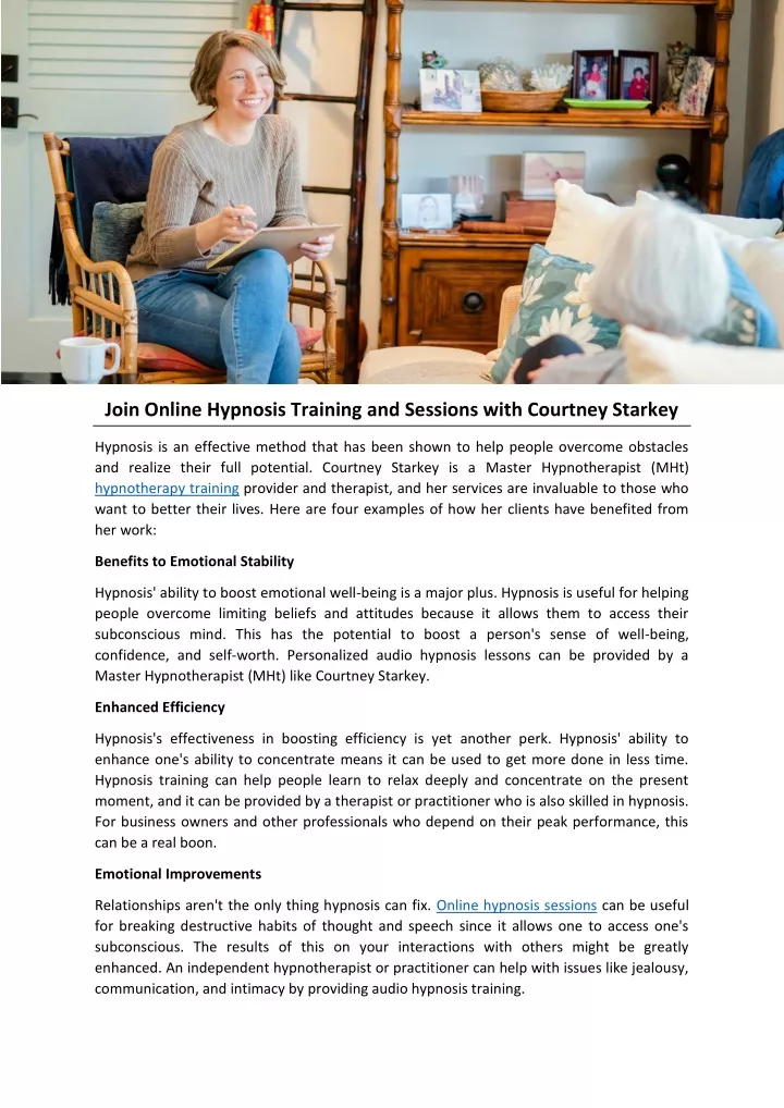 PPT - Join Online Hypnosis Training and Sessions with Courtney Starkey ...