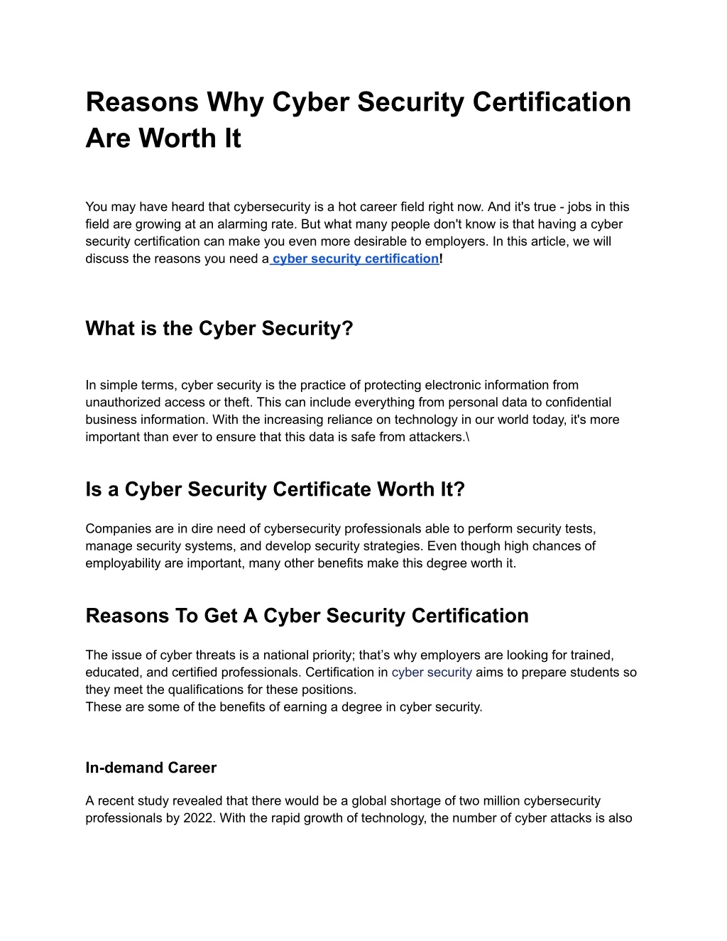 PPT - Reasons Why Cyber Security Certification Are Worth It PowerPoint ...